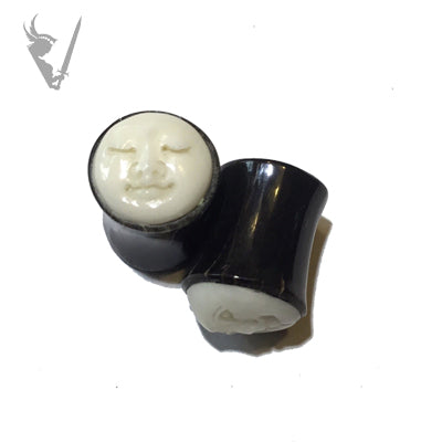 Valkyrie - Horn plugs with bone moon face | Valkyrie Canada